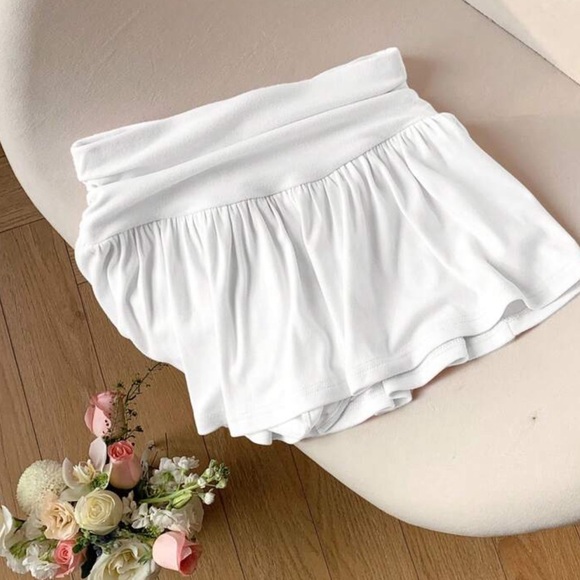 Fashion Nova | Shorts | Fashion Nova White Thick Band Frilly Mini Skort ...